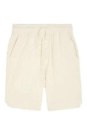 Drole De Monsieur Monogramme Terry Cotton Shorts - Off White