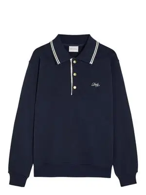 Drole De Monsieur Le Polo Drôle Logo-embroidered Cotton Polo Jumper - Navy
