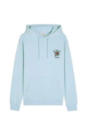 Drole De Monsieur Nfpm Floral-embroidered Hooded Cotton Sweatshirt - Light Blue