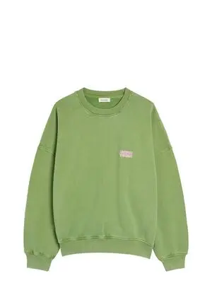 American Vintage Plizzy Logo-print Cotton Sweatshirt - Light Green