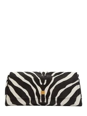 Khaite Audrey Zebra-print Calf-hair Clutch - Black