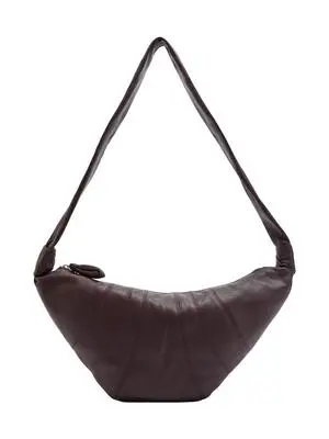 LEMAIRE Croissant Medium Grained Leather Shoulder Bag - Dark Brown