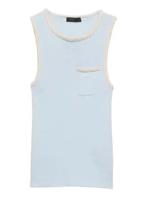 Prada Embroidered Cotton Tank Top Sky Blue