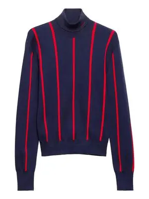 Prada Cotton Turtleneck Sweater Blue/red