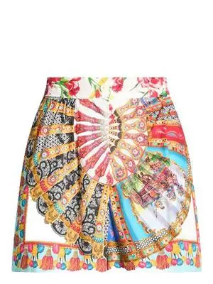 Dolce & Gabbana Printed High-waisted Cotton Shorts - Blue