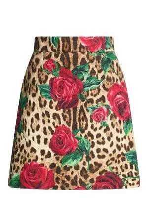 Dolce & Gabbana Mini Leopard-print Flared Skirt - Beige