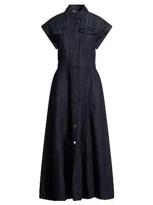 KAOS JEANS Cotton Denim Maxi Shirt Dress - Blue