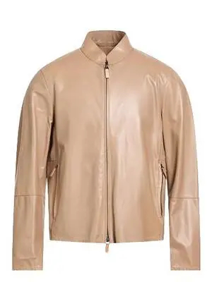 Emporio Armani Leather Jacket - Beige