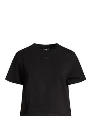 DIESEL® Cotton Jersey Crop T-shirt - Black
