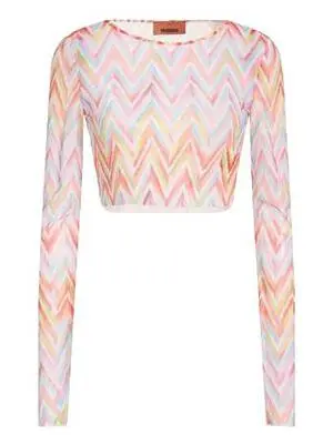 Missoni Printed Tulle Crop Top - Pink