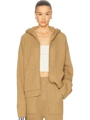 AYA MUSE Knit Zip Up Hoodie - Tigers Eye