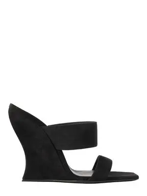 Alaïa Wave 110 Suede Wedge Mules - Black