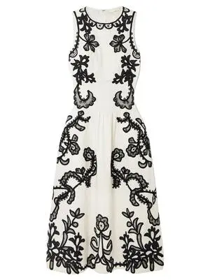 Ulla Johnson Sonali Appliquéd Pleated Cotton-sateen Midi Dress - White
