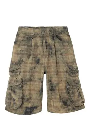 R13 Checked Cotton-flannel Cargo Shorts - Green