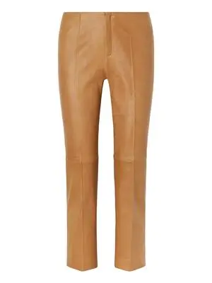Stouls Georgette Leather Slim-fit Trousers - Brown