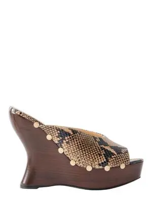 Magda Butrym Studded Snake-effect Wedge Mules - Animal Print