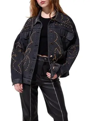 AZALEA WANG Denim Jacket - Black