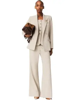 Maje Suit Jacket With Removable Brooch - Beige