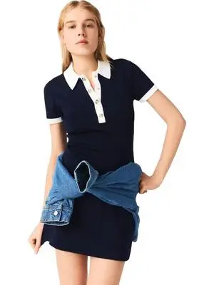 Maje Contrast-trim Polo Dress - Navy