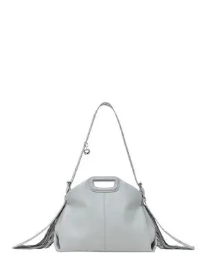 Maje Grained Leather Miss M Bag - Light Grey
