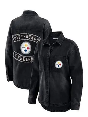 WEAR BY ERIN ANDREWS Pittsburgh Steelers Denim Shacket - Black