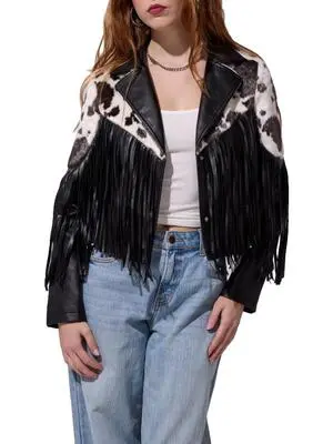 AZALEA WANG Olandria Fringe Jacket - Blackmulti