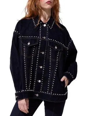 AZALEA WANG Micah Embellished Jacket - Denim