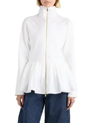 Alaïa Cotton Peplum Jacket - Blanc
