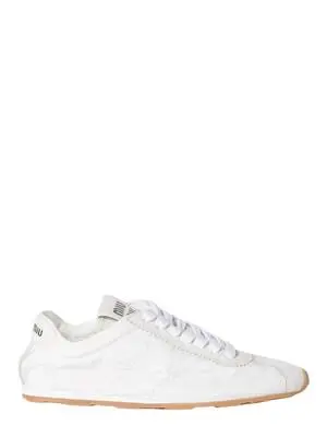 Miu Miu Plume Technical Fabric And Suede Sneakers - White