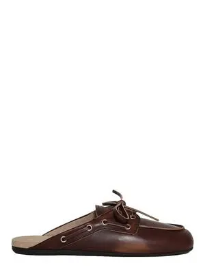 Miu Miu Leather Mules - Brown