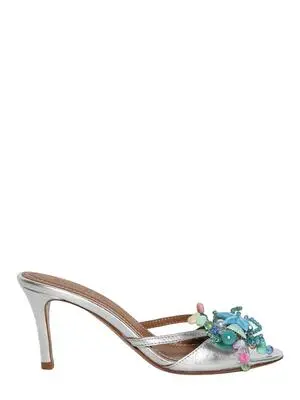 ALAMEDA TURQUESA Aquamarine High Heel Mules - Silver