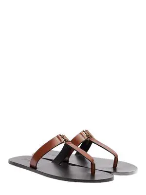 Saint Laurent Cassandre Thong Sandals - Brown