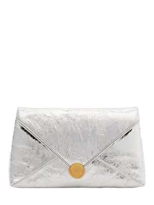 Dries Van Noten Envelope Small Metallic Leather Clutch - Silver