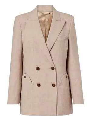 BLAZÉ MILANO Everyday Double-breasted Linen And Wool Blazer - Beige