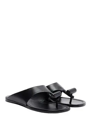 Loewe Toggle Leather Thong Sandals - Black