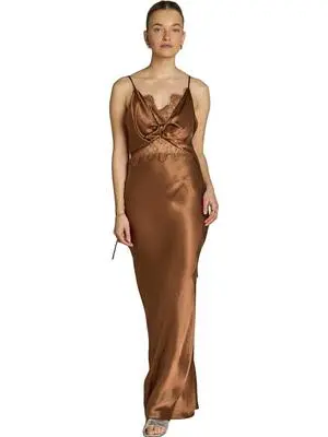 REWRITTEN Remi Lace Panel Dress - Chocolate Brown