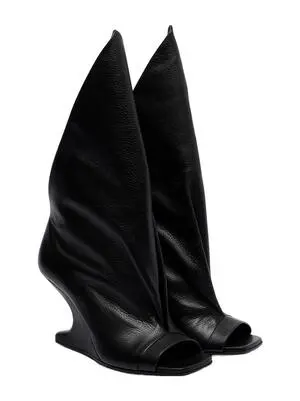 Rick Owens Cantilever Leather Peep-toe Boots - Black