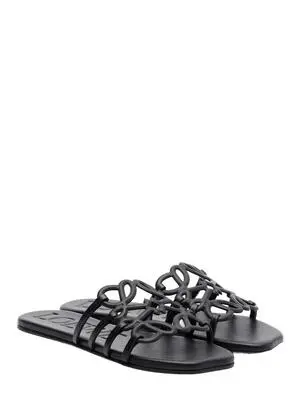 Loewe Anagram Leather Slides - Black