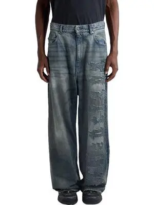 Balenciaga Minimal Distressed Baggy Jeans - 1505 Dirty Grey/light Bl