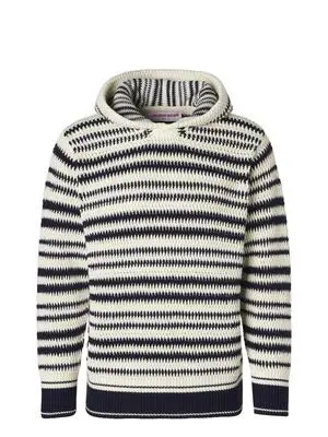 Orlebar Brown Kirk Striped Crochet Cotton Hoodie - White
