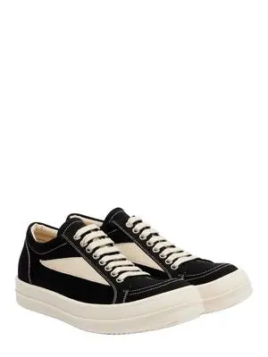 Rick Owens Vintage Suede-trimmed Canvas Sneakers - Black