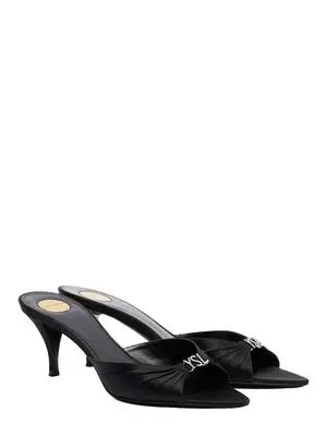 Saint Laurent Jerry 60 Embellished Crêpe Satin Mules - Black