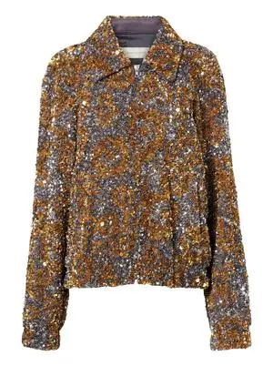 Dries Van Noten Sequined Blouson Jacket - Silver