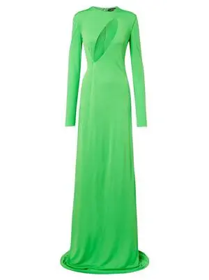 TOM FORD Cutout Crêpe Jersey Gown - Green