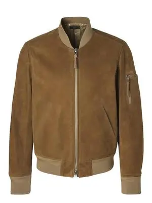 TOM FORD Suede Bomber Jacket - Brown