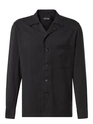 TOM FORD Striped Cotton And Silk Shirt - Black