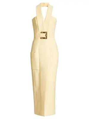 Balmain Long Dress With Belt - Yellow