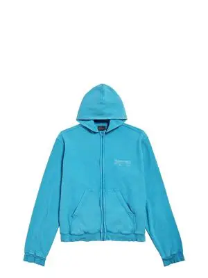 Balenciaga Washed Crayon Political Zip-up Hoodie - Blue