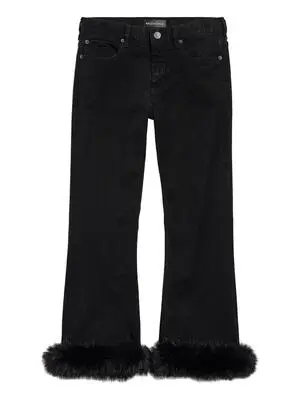 Balenciaga Fur Trim Flared Capri Pants - Black