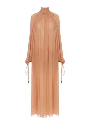 Chloé Georgette Maxi Dress - Sand Brown